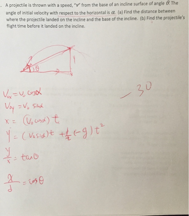 Solved A projectile is thrown with a speed, "v" from the | Chegg.com