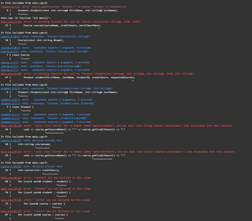 Solved I'm developing a C++ program that registers students | Chegg.com