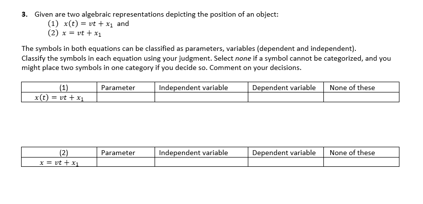 Solved 3. Given are two algebraic representations depicting | Chegg.com