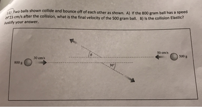 Solved two balls shown collide and bounce off of each other | Chegg.com