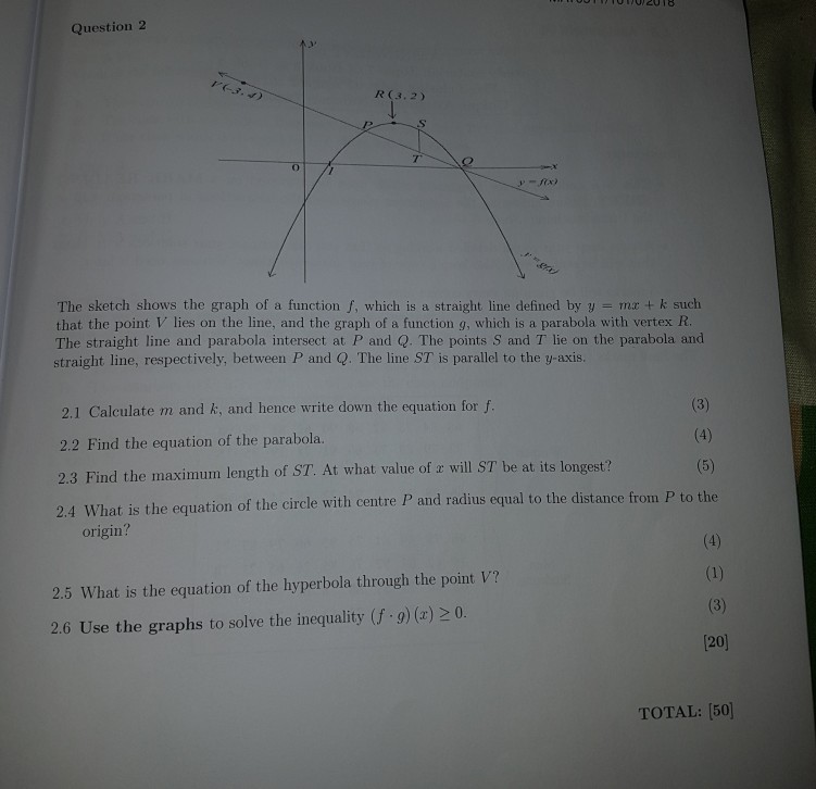 Solved Question 2 R 3 2 The Sketch Shows The Graph Of A