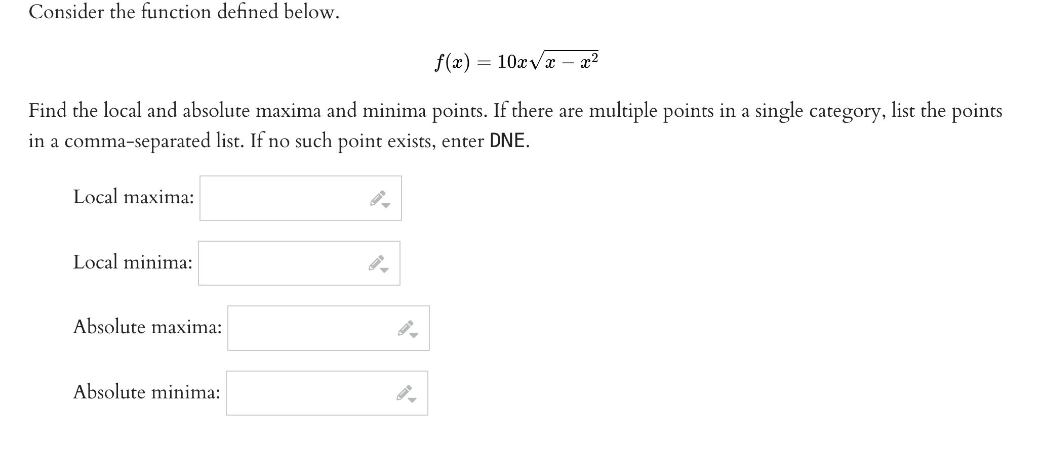 Solved Consider the function on the given interval defined | Chegg.com