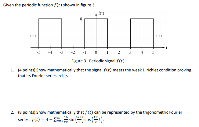 Solved Given the periodic function f(t) shown in figure 3. | Chegg.com