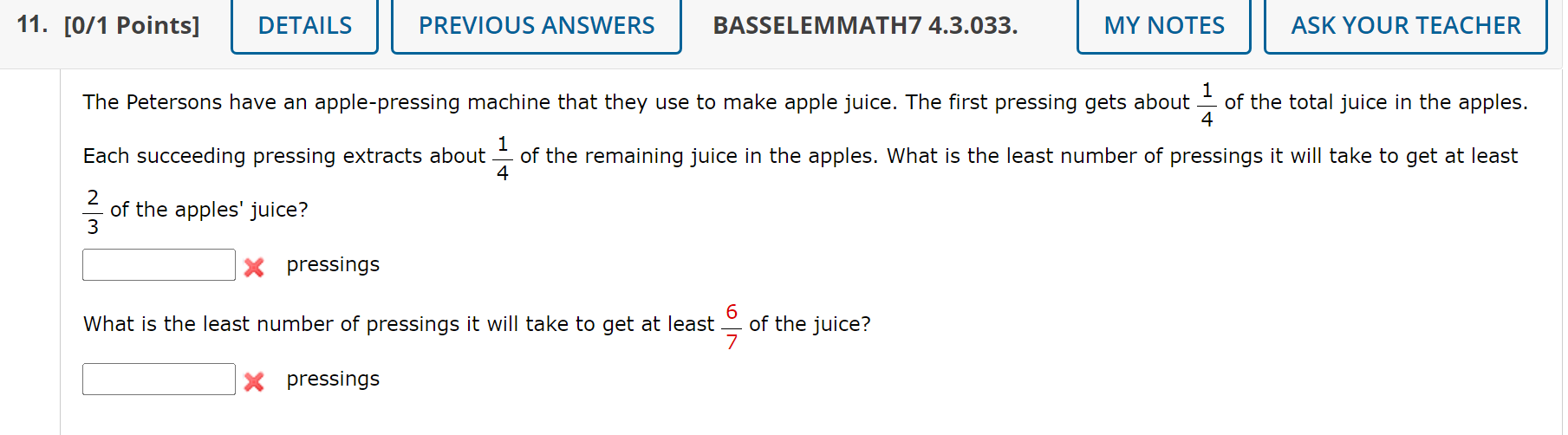 Solved The Petersons have an apple-pressing machine that | Chegg.com