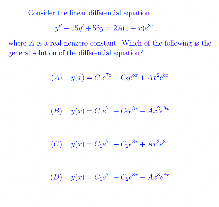 Solved Consider the linear differential equation \\[ | Chegg.com