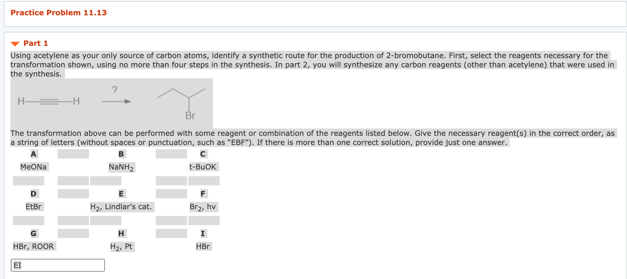 Solved Practice Problem 11.13 Part 1 Using acetylene as your | Chegg.com
