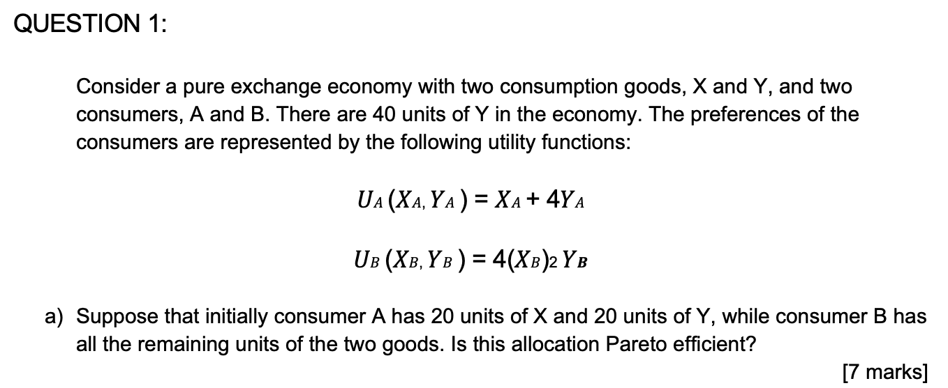 Solved Consider a pure exchange economy with two consumption | Chegg.com