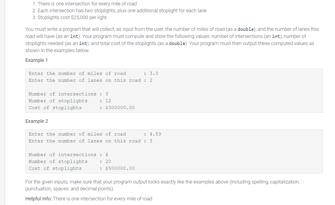 Solved 1. There is one intersection for every mile of road | Chegg.com