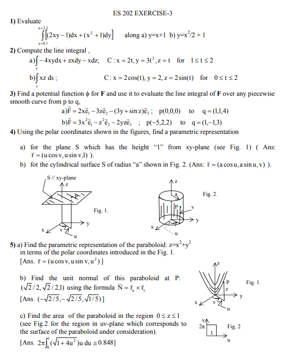 Solved 1) Evaluate ES 202 EXERCISE-3 | Chegg.com