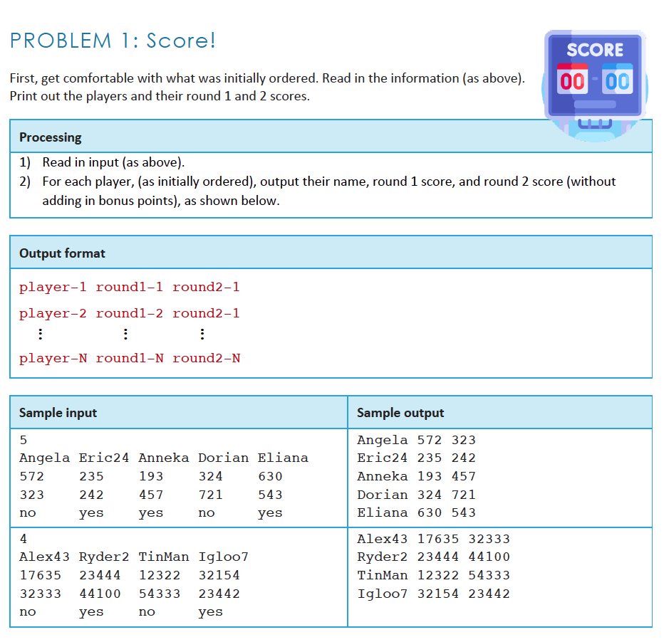 Solved PROBLEM 1: Score! SCORE First, get comfortable with | Chegg.com