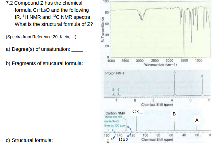 Solved 7.2 Compound Z has the chemical formula C8H10O and | Chegg.com
