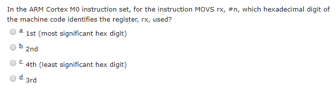 Solved In The Arm Cortex Mo Instruction Set For The 