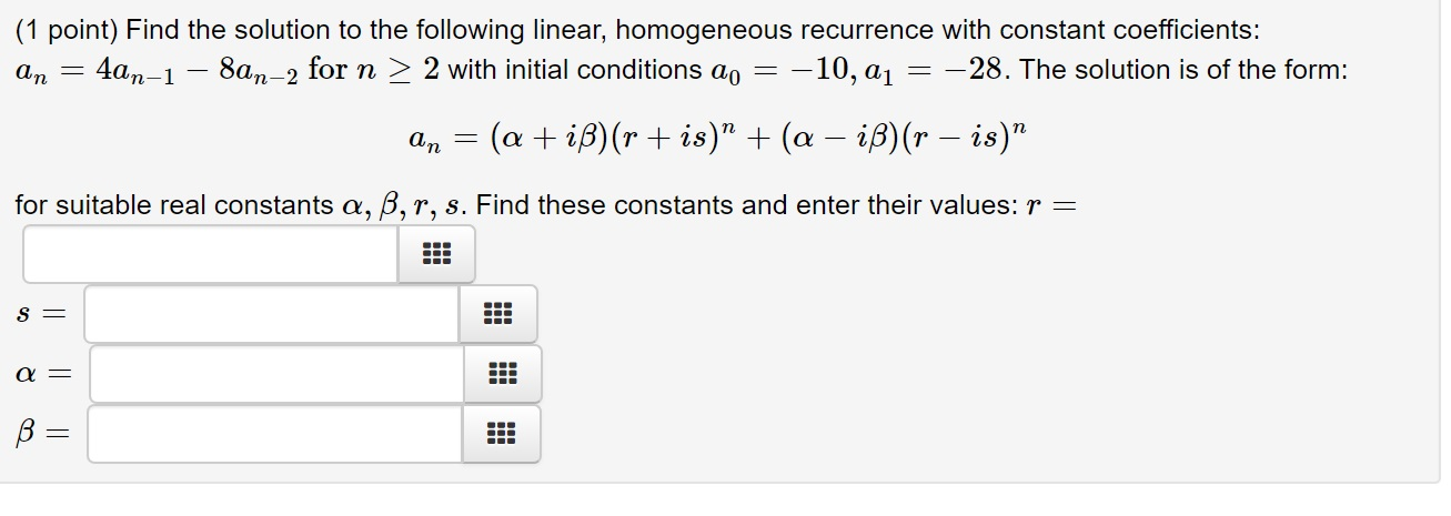 Solved (1 point) Find the solution to the following linear, | Chegg.com