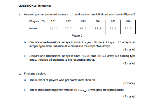 Solved a. Assuming an array named Player_ID and Point are | Chegg.com