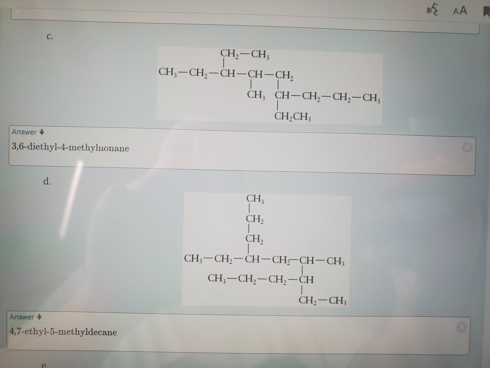Solved au AA CH,–CH CH3-CH2-CHCH-CH, CH, CH-CH2-CH2-CH CH.CH | Chegg.com