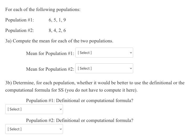 Solved For each of the following populations: Population | Chegg.com