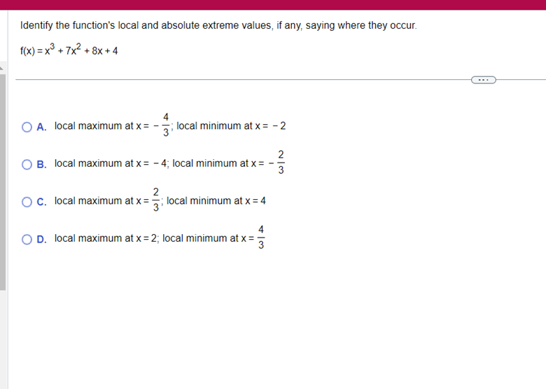 Solved Identify the function's local and absolute extreme | Chegg.com