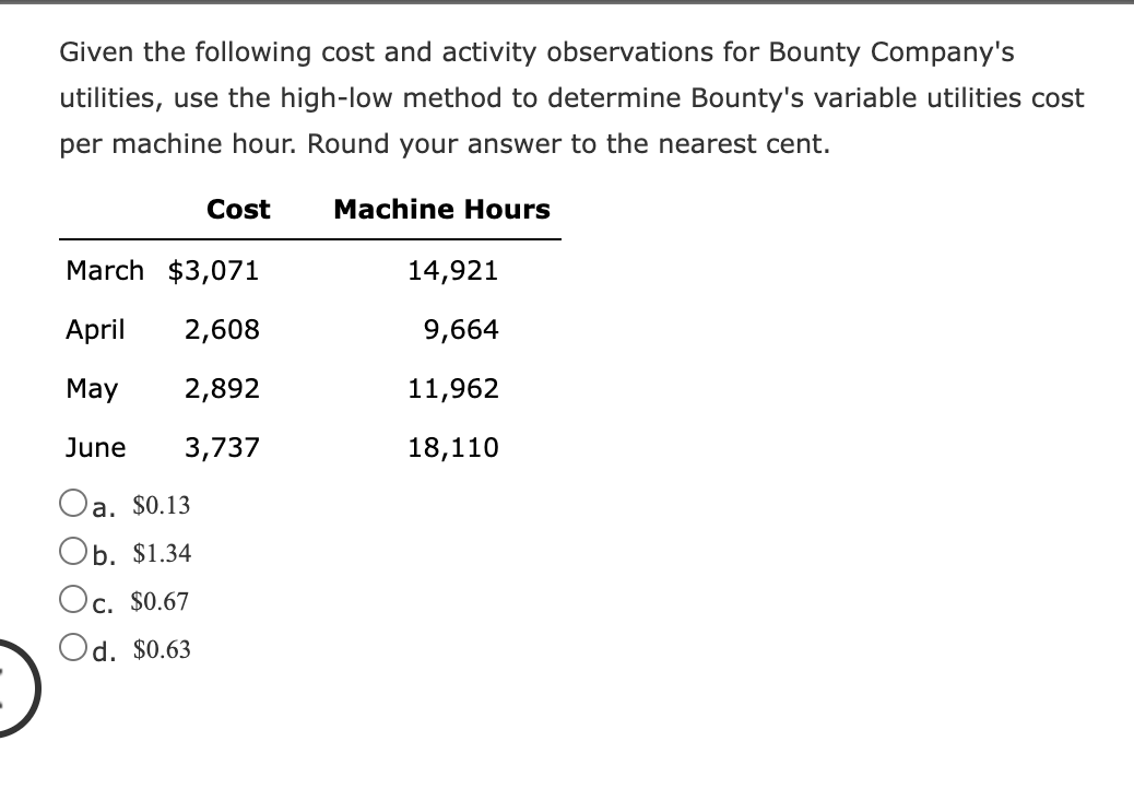 Solved Given the following cost and activity observations | Chegg.com