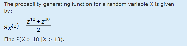 Solved The probability generating function for a random | Chegg.com