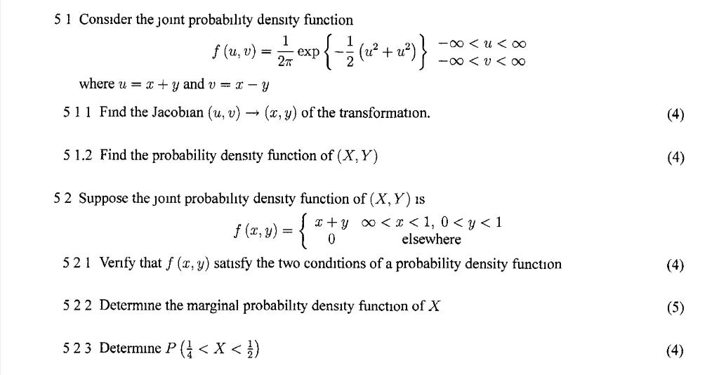 Solved 51 Consider the joint probability density function | Chegg.com
