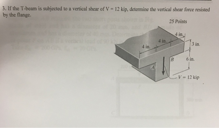 Solved If the T-beam is subjected to a vertical shear of V = | Chegg.com