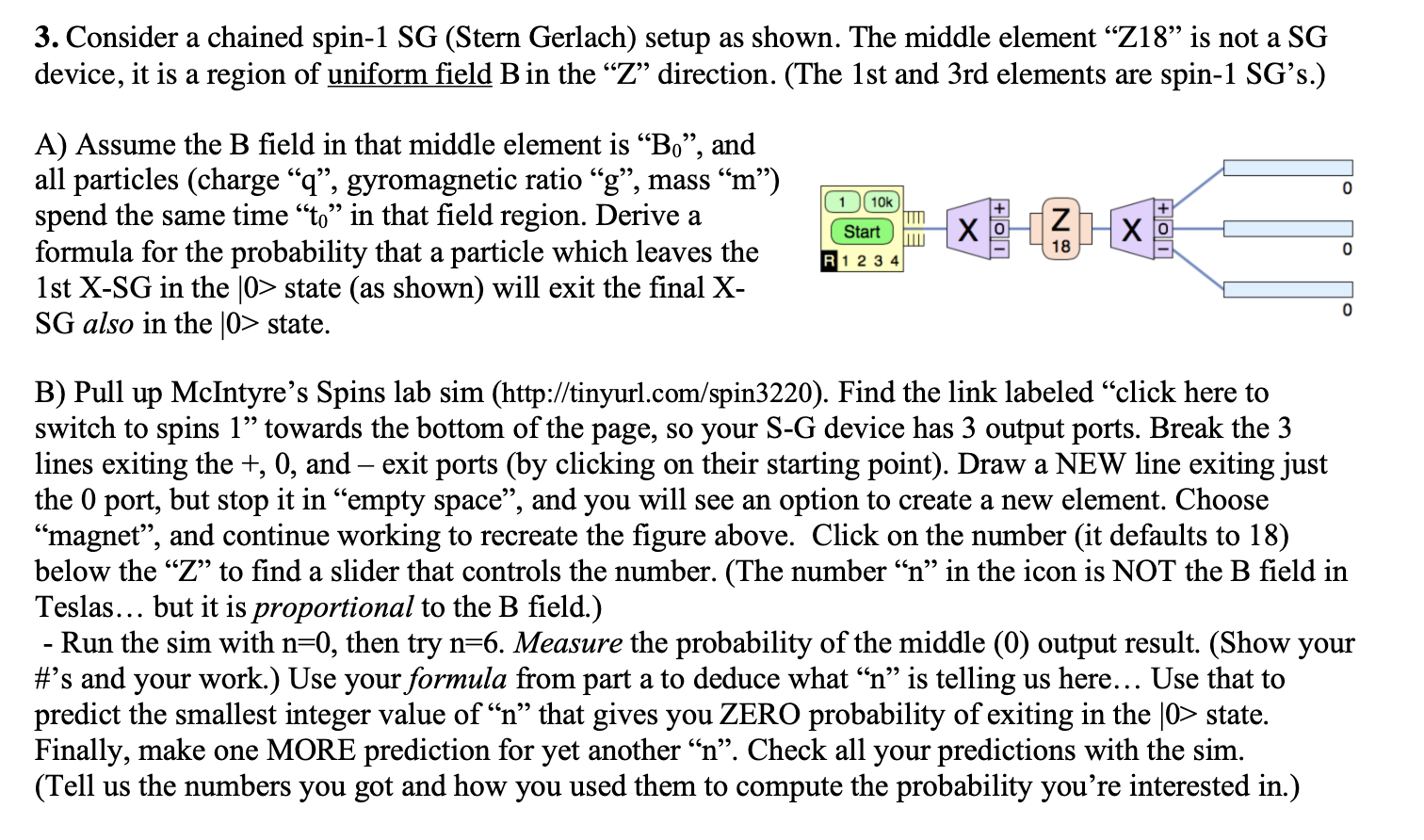 Solved a 3. Consider a chained spin-1 SG (Stern Gerlach) | Chegg.com