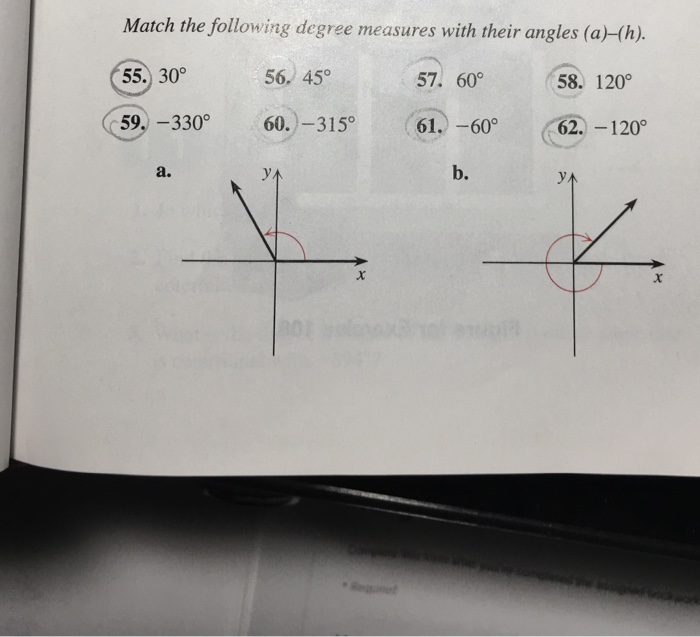 Solved Match the following degree measures with their angles | Chegg.com
