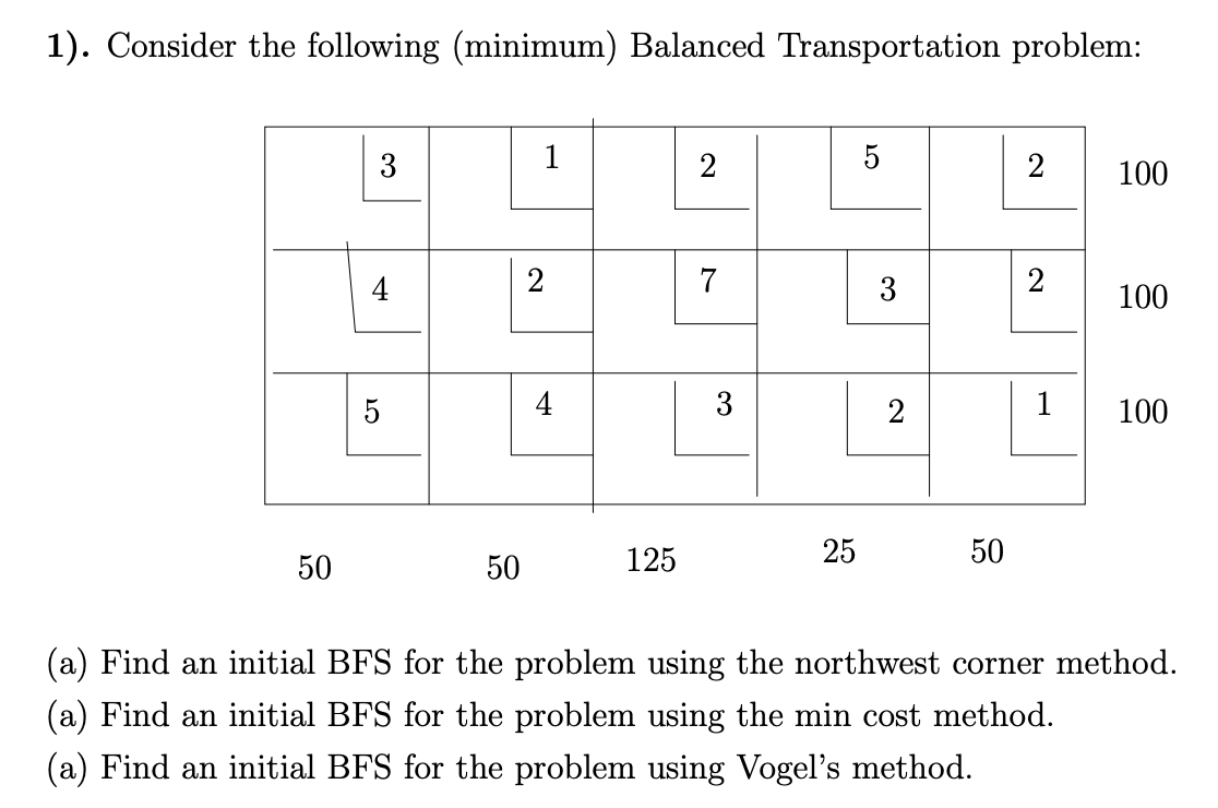 Solved 1). Consider the following (minimum) Balanced | Chegg.com