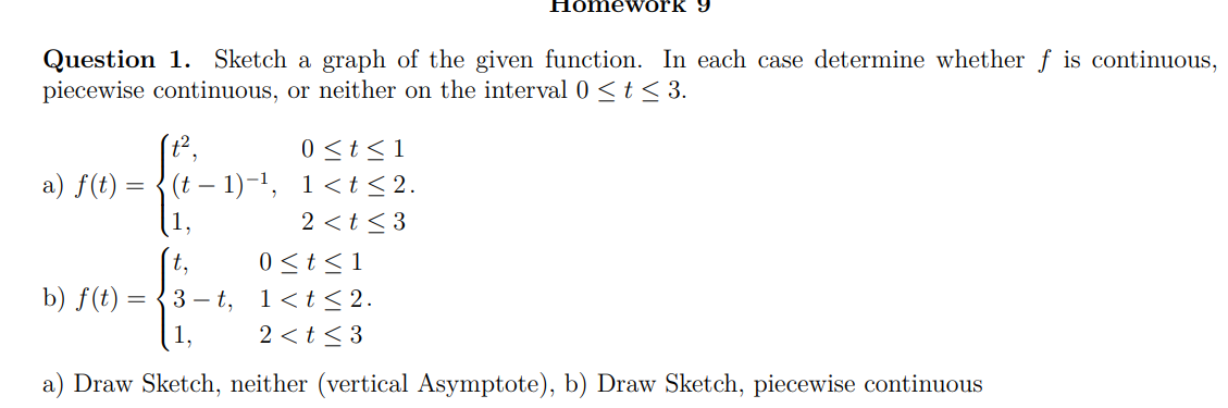 Solved Question 1. Sketch a graph of the given function. In | Chegg.com