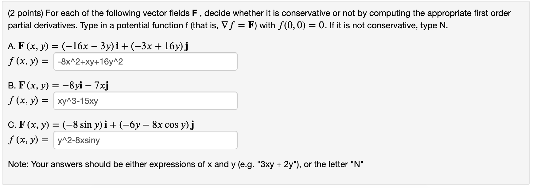 Solved For each of the following vector fields F , decide | Chegg.com