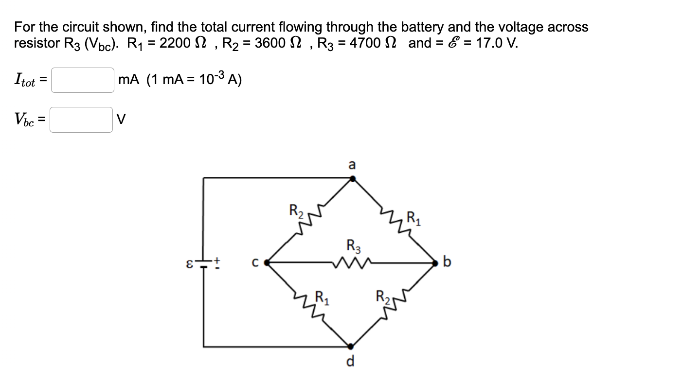 Solved For the circuit shown, find the total current flowing | Chegg.com