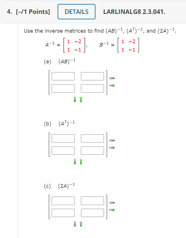 Solved 6. [0/1 Points] DETAILS PREVIOUS ANSWERS LARLINALG8 | Chegg.com