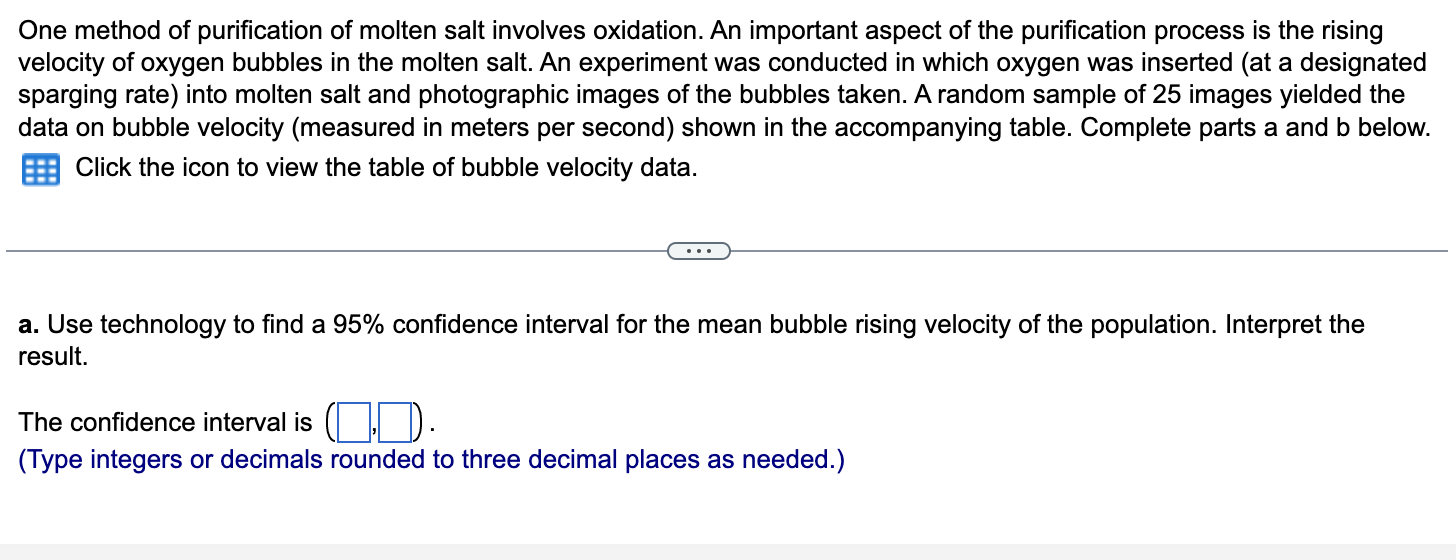Solved Bubble Velocity DataOne method of purification of | Chegg.com