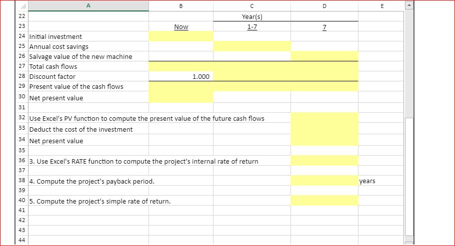Solved 1. Compute the annual net cash inflow from the | Chegg.com