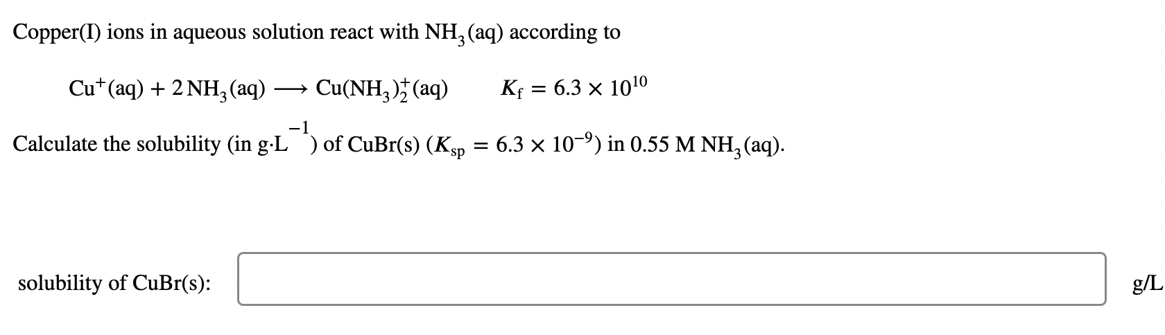 Solved Copper(I) ions in aqueous solution react with NH3(aq) | Chegg.com