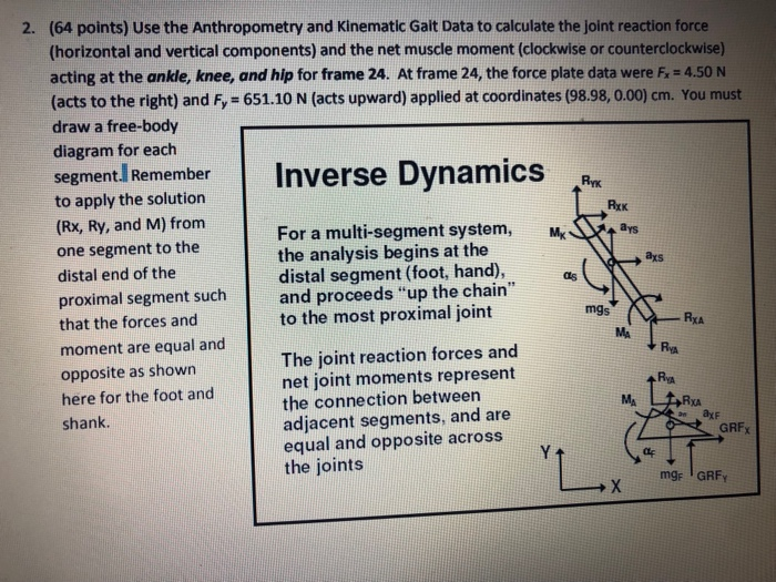 (64 points) Use the Anthropometry and Kinematic Galt | Chegg.com