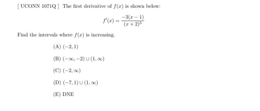 Solved [ UCONN 1071Q] The first derivative of f(x) is shown | Chegg.com