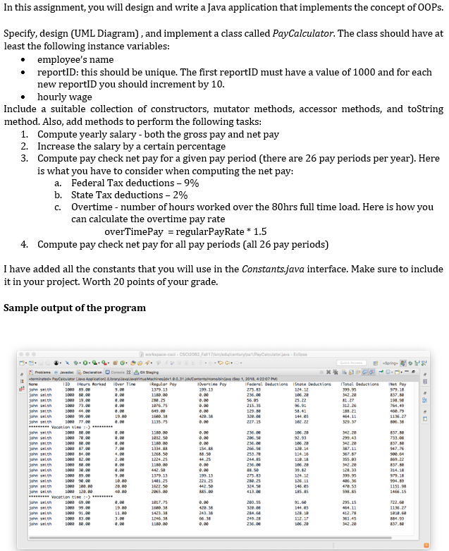 In this assignment, you will design and write a Java | Chegg.com
