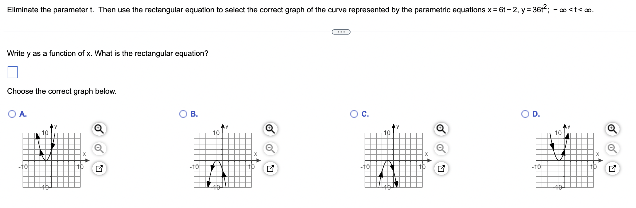 Solved Eliminate the parameter t. Then use the rectangular | Chegg.com