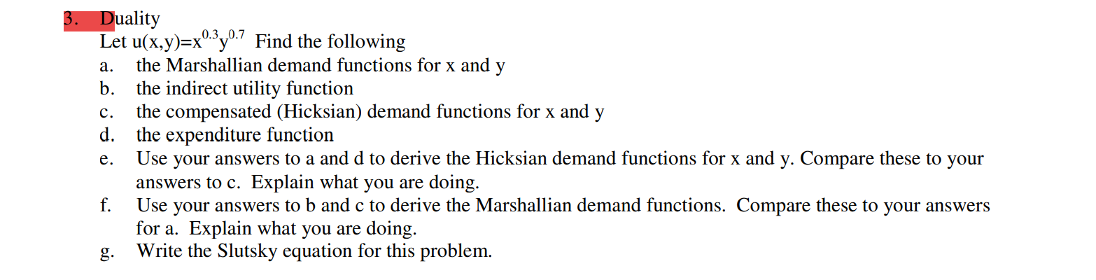 Solved Let u(x,y)=x0.3y0.7 Find the following a. the | Chegg.com