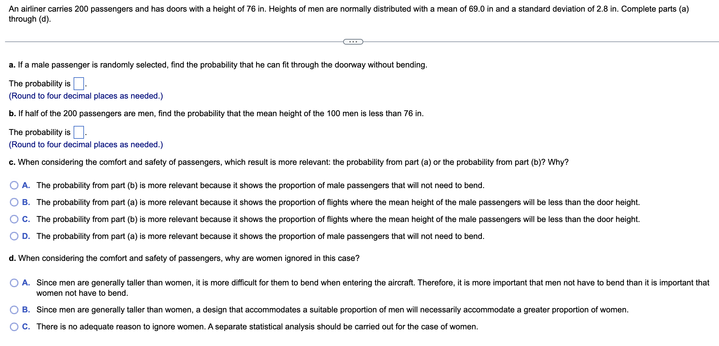 Solved a. If a male passenger is randomly selected, find the | Chegg.com