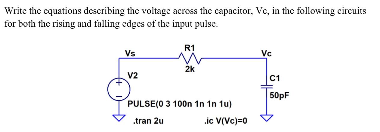 Solved Write the equations describing the voltage across the | Chegg.com