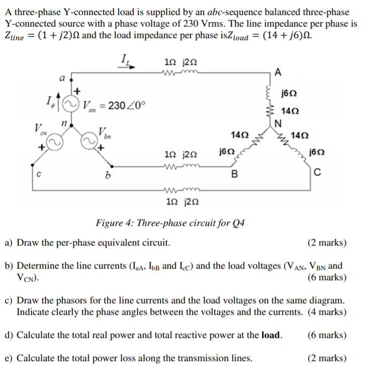 Solved A three-phase Y-connected load is supplied by an | Chegg.com
