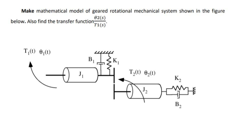 Solved Make mathematical model of geared rotational | Chegg.com