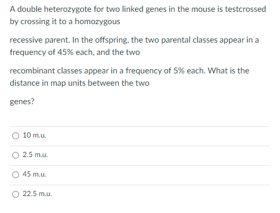 Solved A double heterozygote for two linked genes in the | Chegg.com