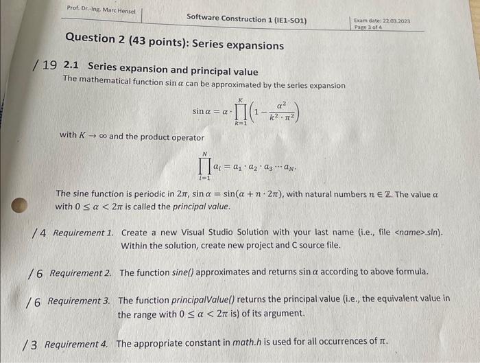 Solved / 19 2.1 Series expansion and principal value The | Chegg.com
