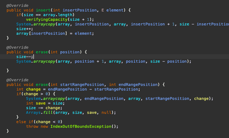 Solved @Override public void insert(int insertPosition, E | Chegg.com