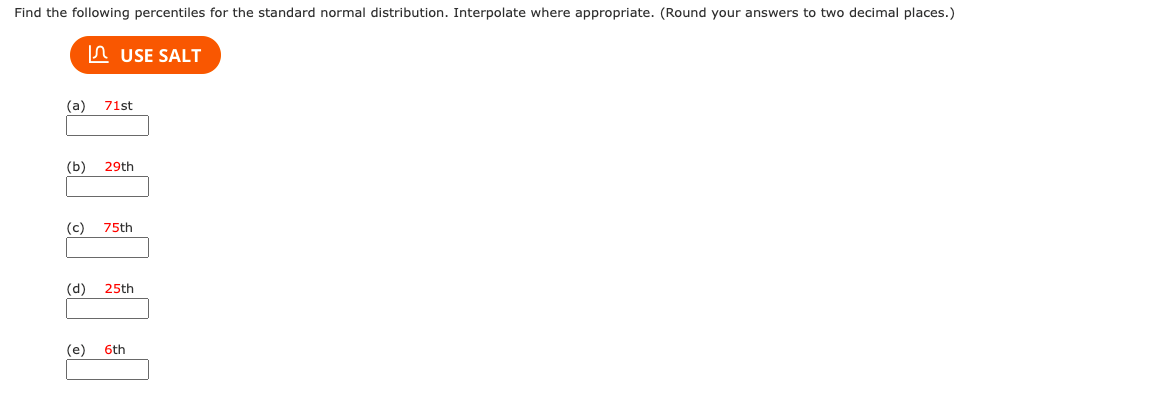 Solved Find the following percentiles for the standard | Chegg.com