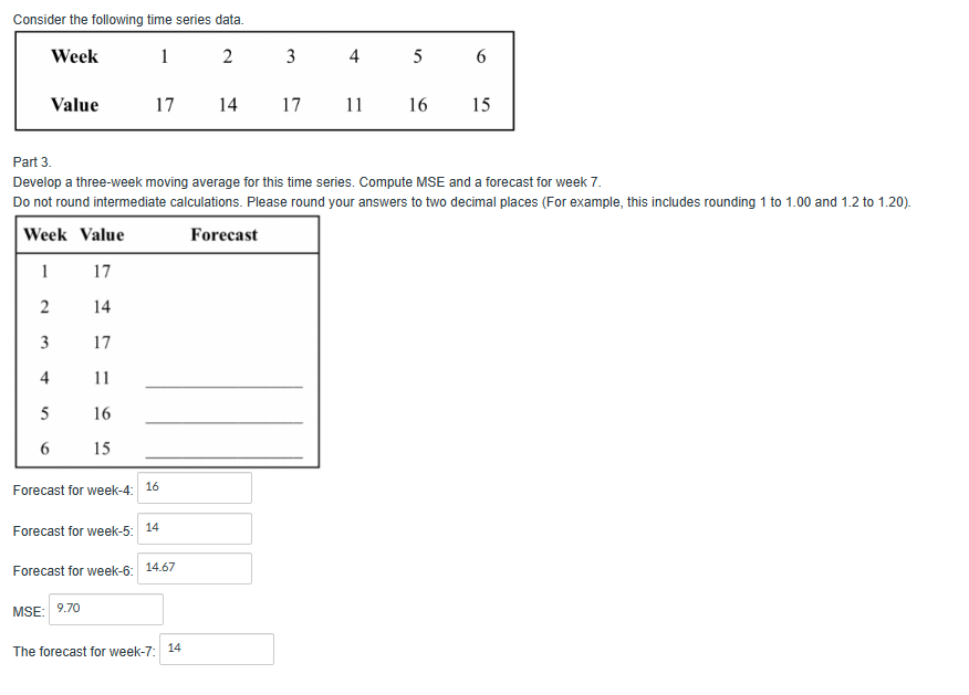 Solved Consider the following time series data. Part 3. | Chegg.com