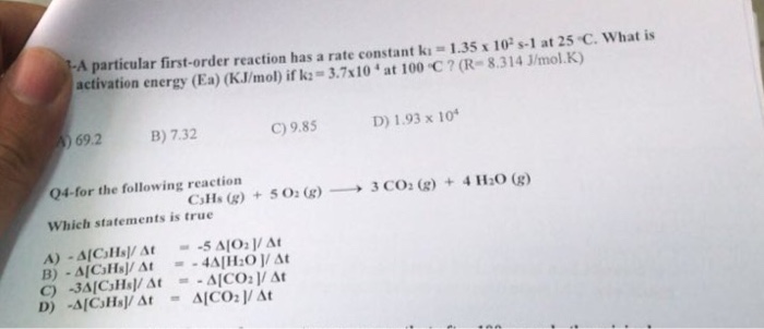 Solved A particular first-order reaction has a rate constant | Chegg.com